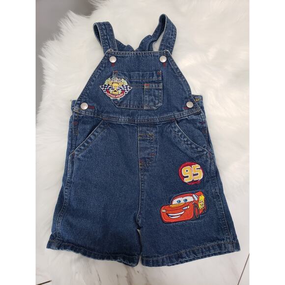 Pixar | Other | Vintage Disney Cars Overalls Bib Boys 2t Lightning ...